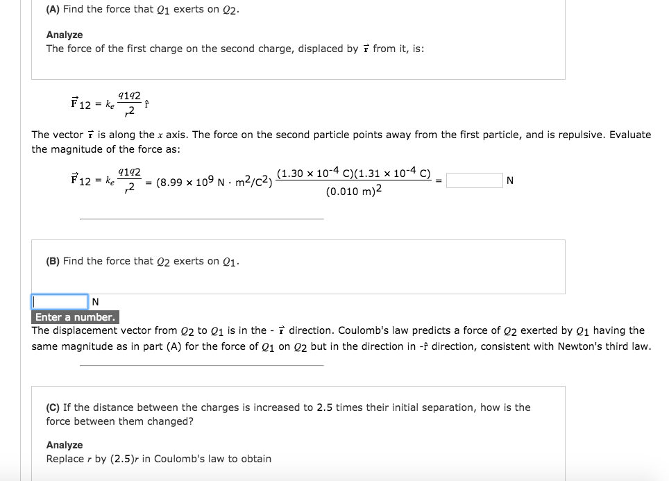 Solved Explore Two charged particles with charges of Q1 = | Chegg.com