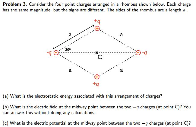Solved Problem 3. Consider the four point charges arranged | Chegg.com