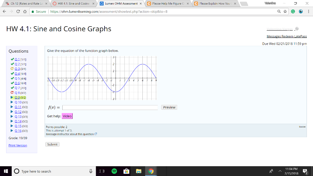Solved "A ch 12 Rates and Rate L× HW 4.1: Sine and Cosine x | Chegg.com