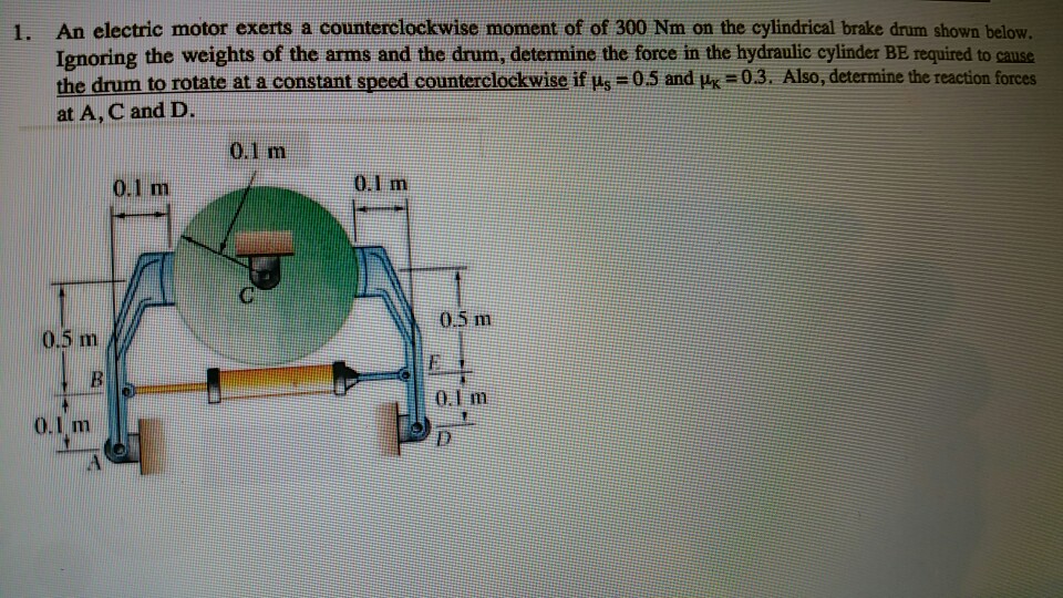 Solved An electric motor exerts a counterclockwise moment of | Chegg.com