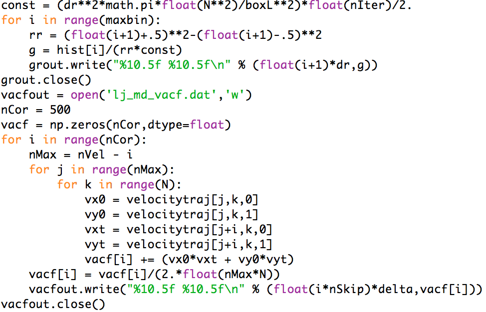 In the Molecular Dynamics program as the below code, | Chegg.com