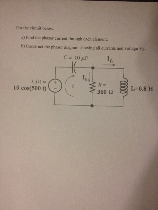 Solved For the circuit below: a) Find the phasor current | Chegg.com