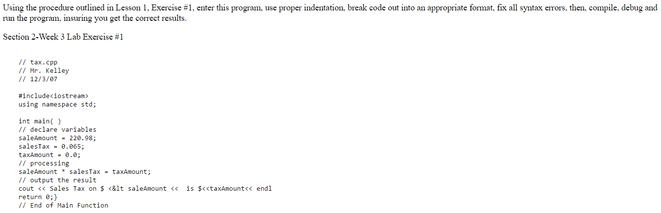 Solved Using the procedure outlined in Lesson 1. Exercise | Chegg.com