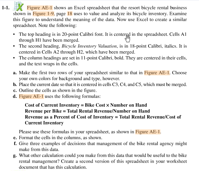 Figure AE-1 shows an Excel spreadsheet that the | Chegg.com