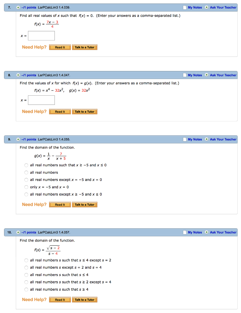 Solved Find all real values of x such that f(x) = 0- (Enter | Chegg.com