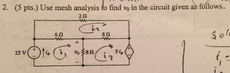 Solved Use mesh analysis to find v0 in the circuit given as | Chegg.com