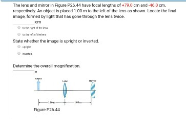 Solved The lens and minor in Figure P26.44 have focal | Chegg.com