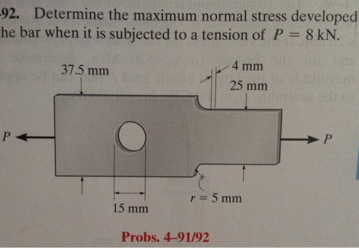 Solved .92. Determine the maximum normal stress developed he | Chegg.com
