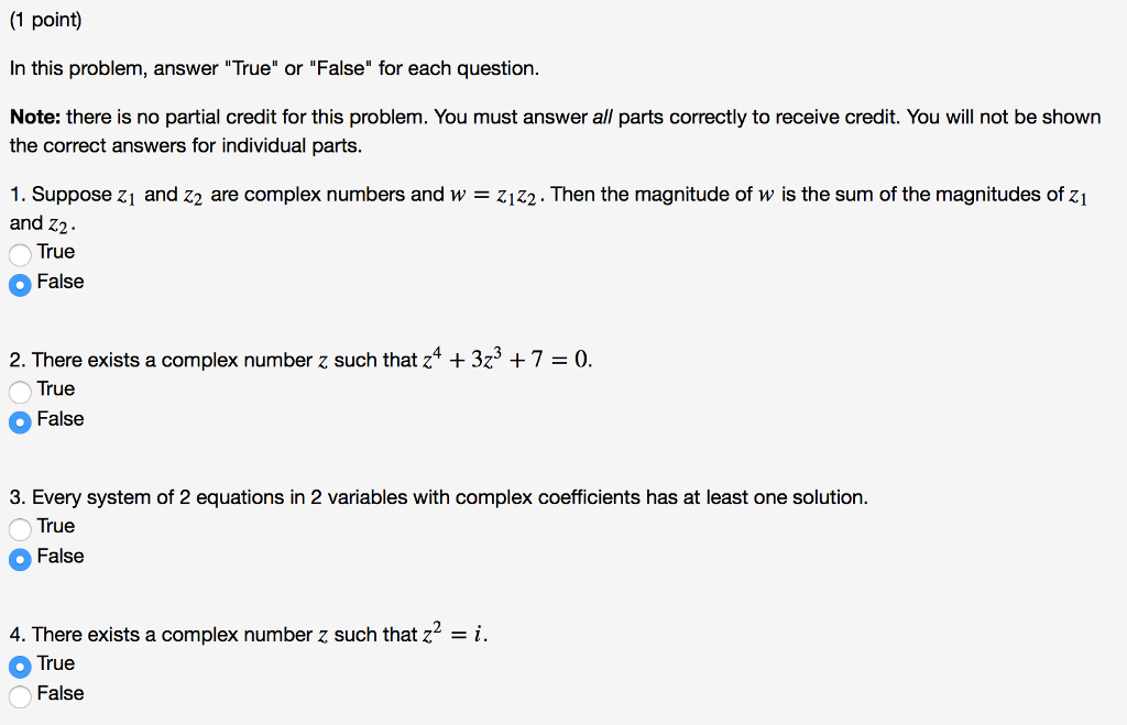 Solved 1 Point In This Problem Answer True Or False