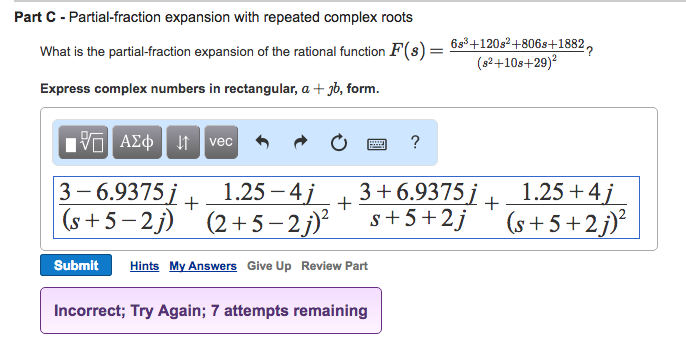 Solved Partial-fraction expansion with repeated complex | Chegg.com
