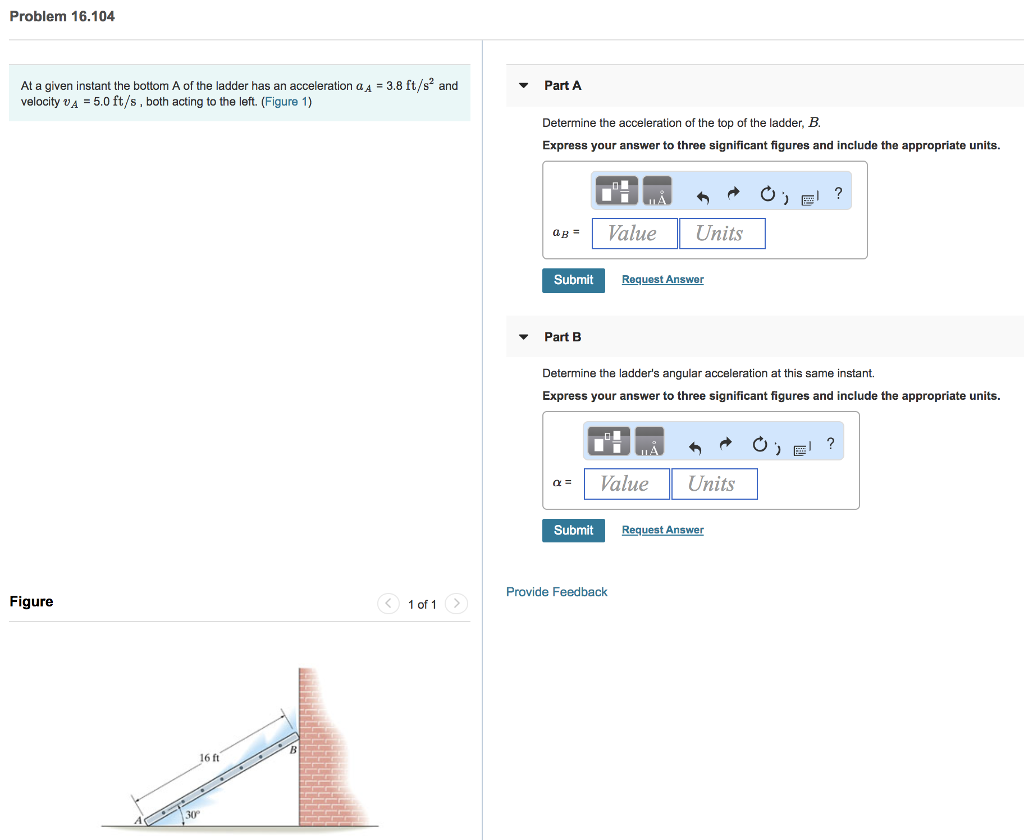 Solved Problem 16.104 At a given instant the bottom A of the | Chegg.com