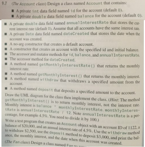 Solved 9.7 (The Account class) Design a class named Account | Chegg.com