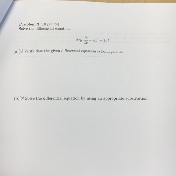 Solved Solve the differential equation. 2xy dy/dx = 4x^2 + | Chegg.com