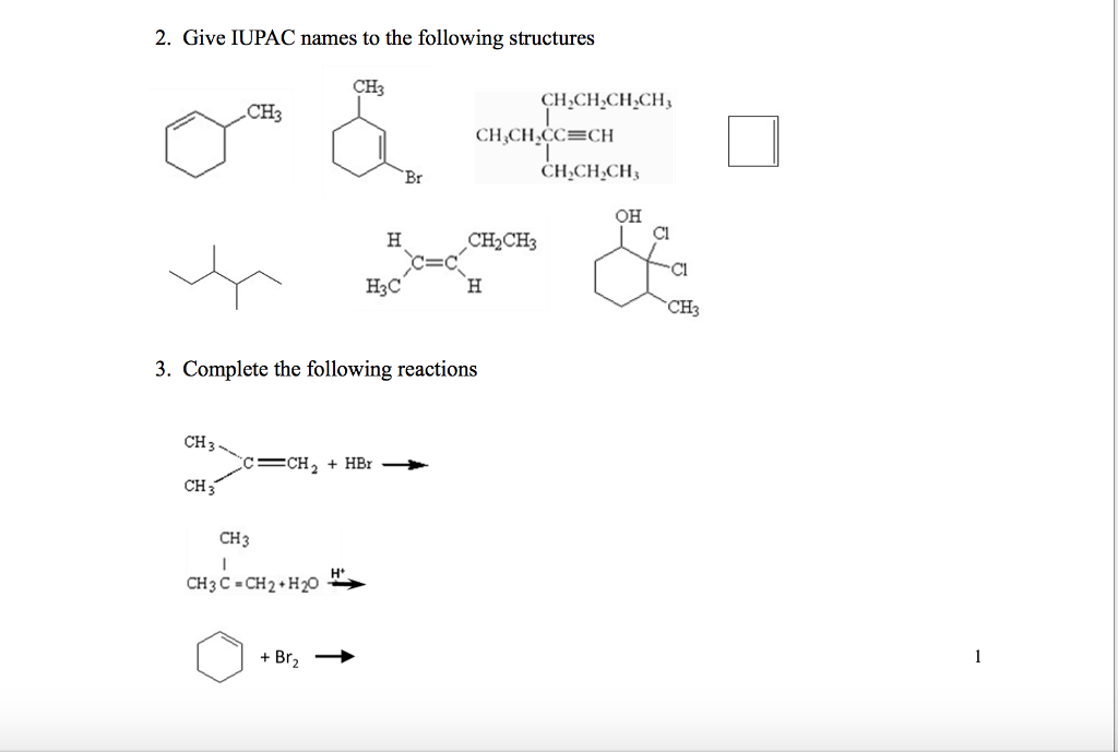 Solved Give IUPAC names to the following structures | Chegg.com
