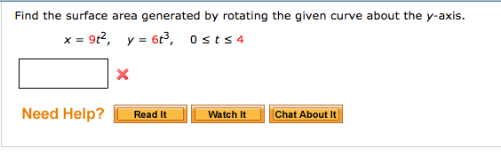 Solved Find the surface area generated by rotating the given | Chegg.com