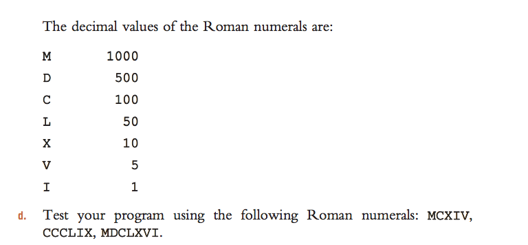 Solved [c ] Program That Converts Roman Numerals To