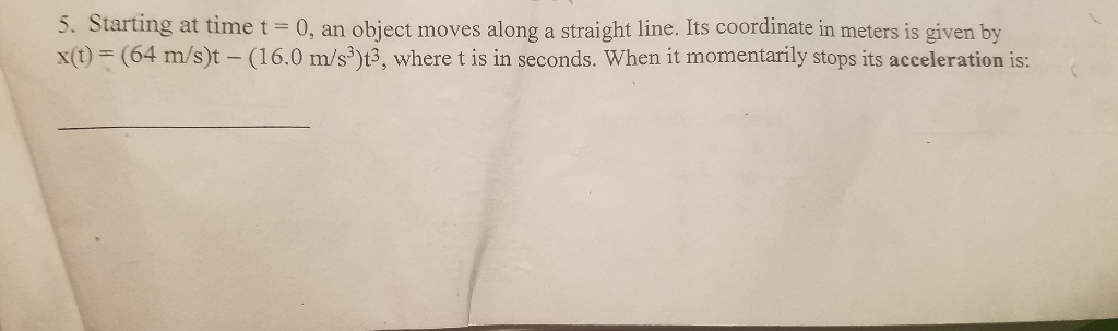 Solved Starting At Time T 0 An Object Moves Along A