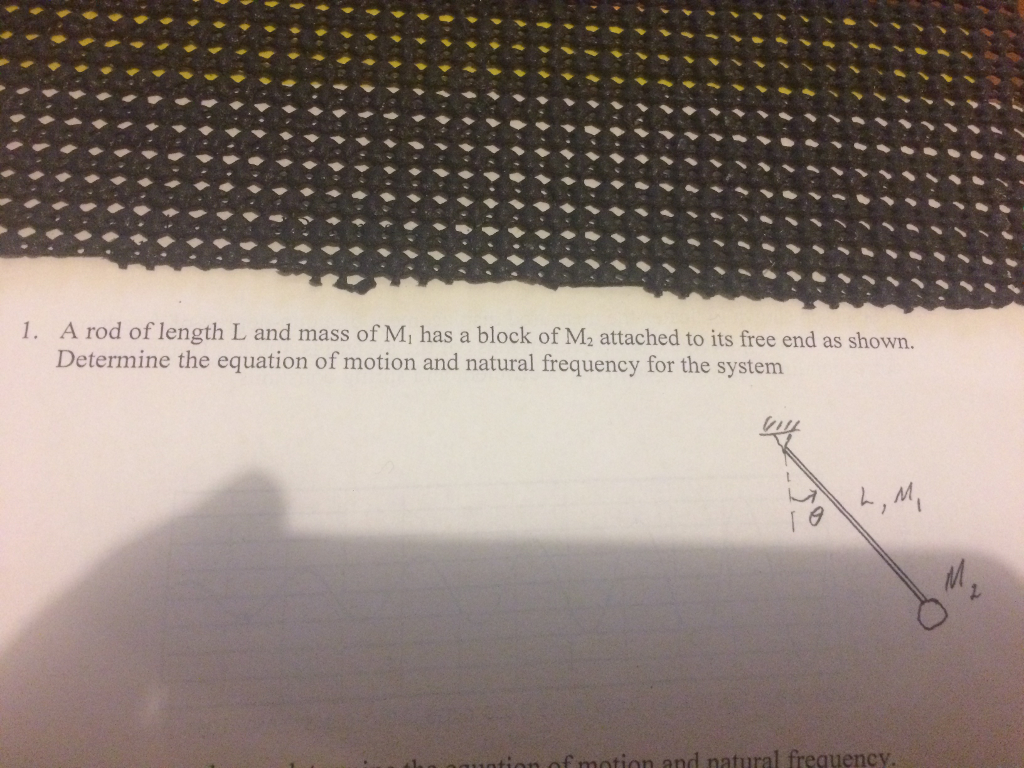 Solved A rod of length L and mass of Mi has a block of M2 | Chegg.com
