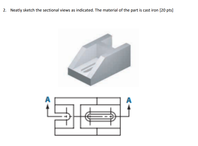 Solved 2. Neatly sketch the sectional views as indicated. | Chegg.com
