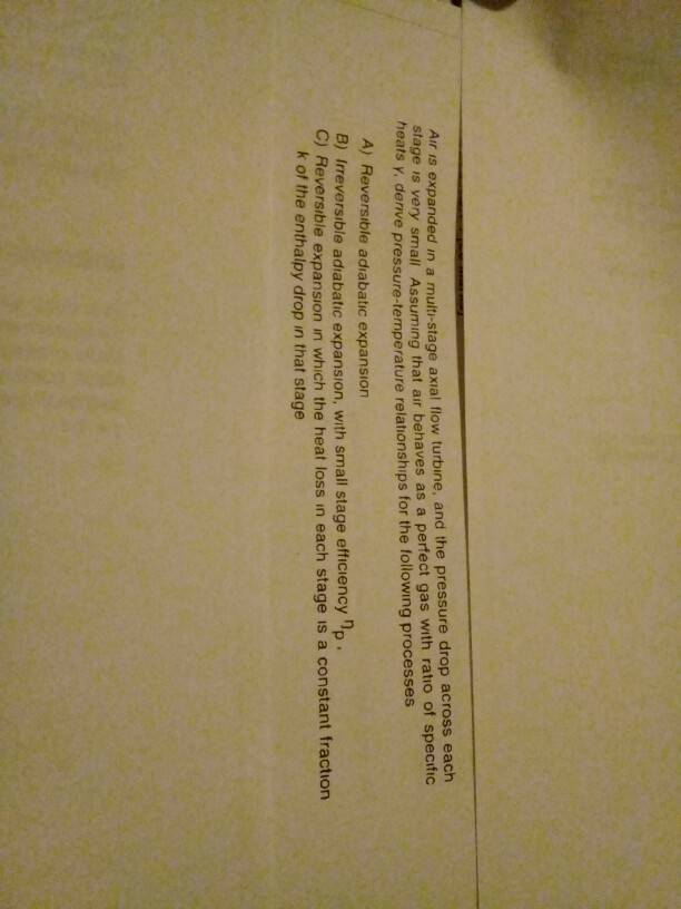 Solved Air is expanded in a multi-stage axial flow turbine, | Chegg.com