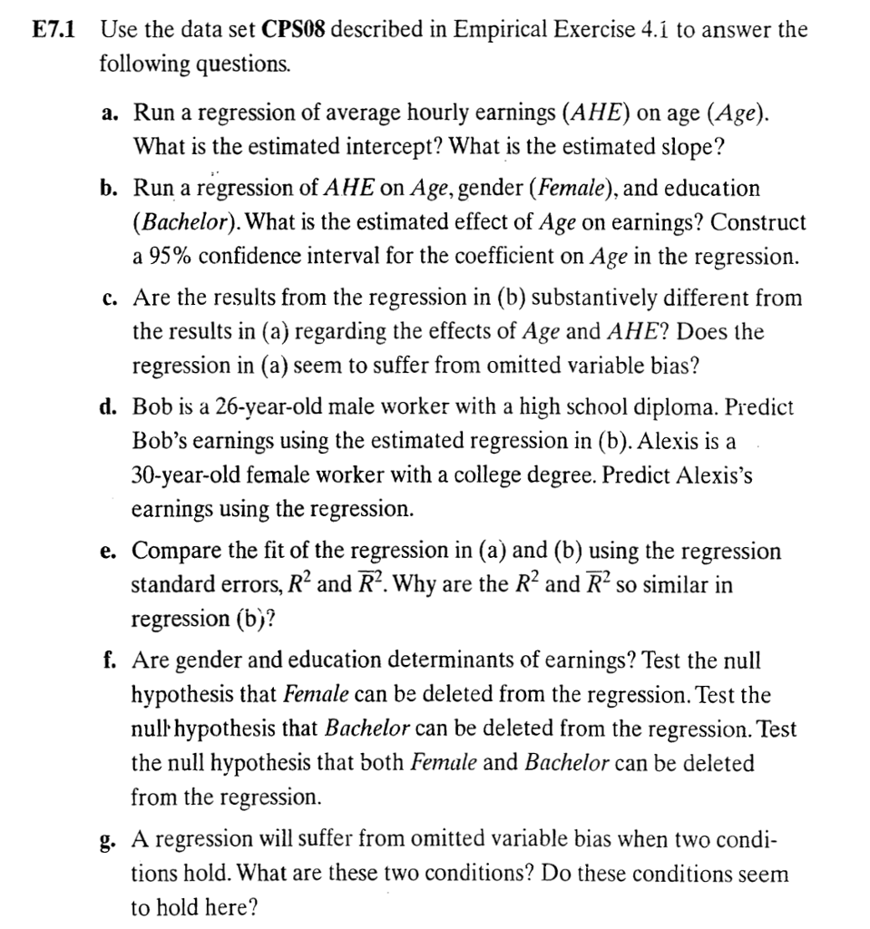 Using the Data Set Cps08 Described in Empirical