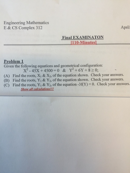 Solved Given The Following Equations And Geometrical