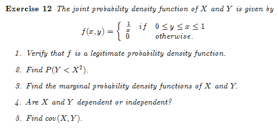 Solved Exercise 12 The joint probability density function of | Chegg.com