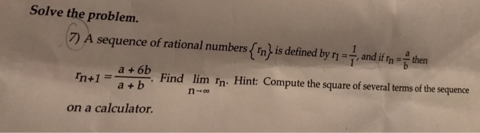 Solved A sequence of rational numbers (rn) is defined by | Chegg.com