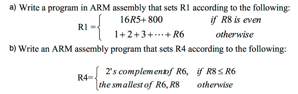 Solved Write a program in ARM assembly that sets R1 | Chegg.com