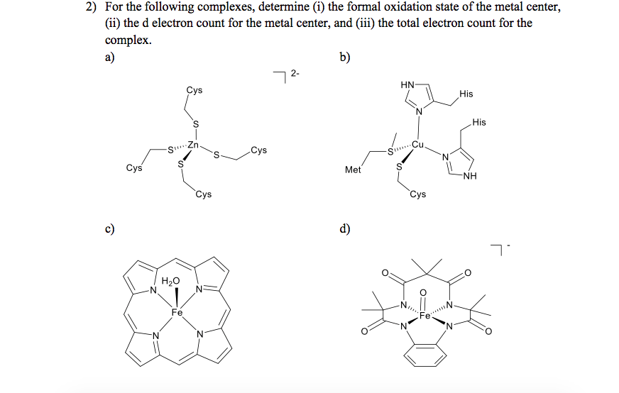 Solved For the following complexes, determine (i) the formal | Chegg.com