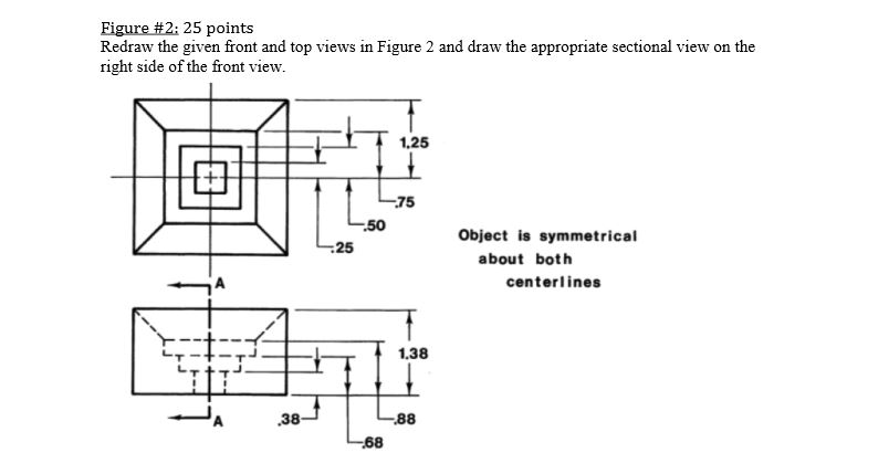 Redraw the given front and top views in Figure 2 and | Chegg.com