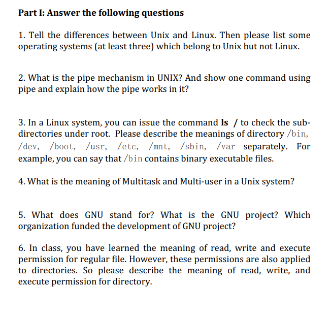 Solved Tell The Differences Between Unix And Linux Then