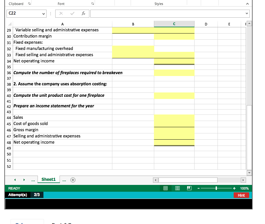 Solved Chapter 6 Excel Works For Managerial Accounting 