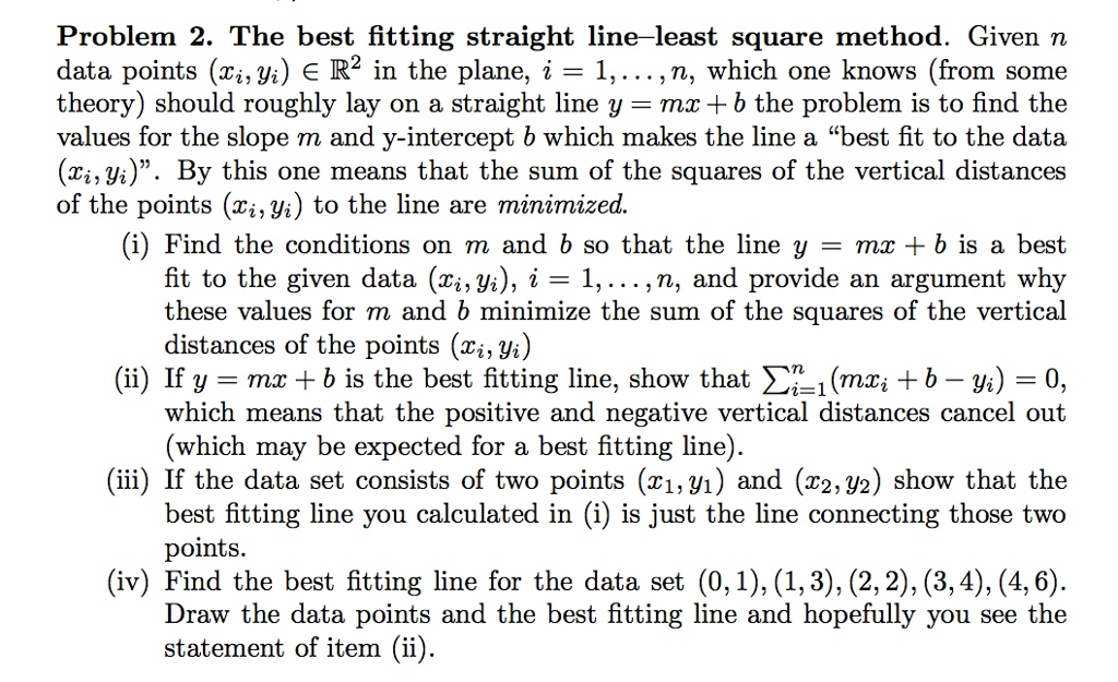 Solved The best fitting straight line least square method. | Chegg.com