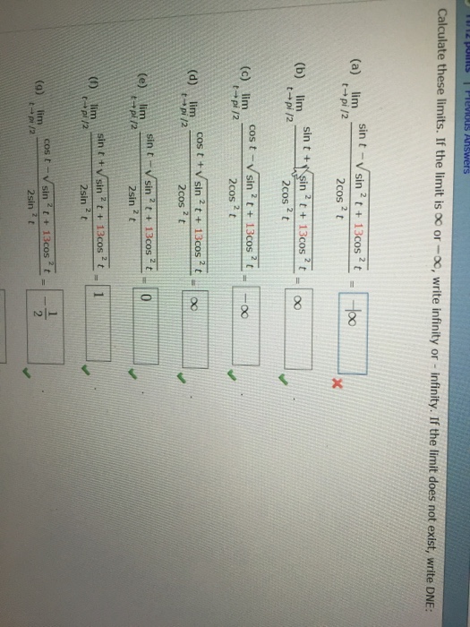 Solved Calculate these limits. If the limit is infinity or | Chegg.com