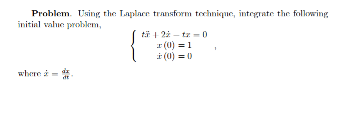 Solved Problem. Using the Laplace transform technique, | Chegg.com