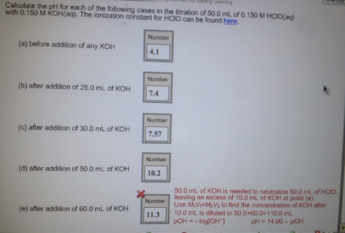 Solved Calculate the pH for each of the following cases in | Chegg.com