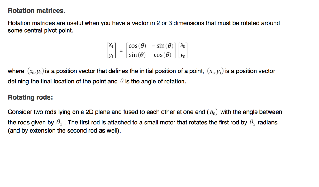 Solved Rotation matrices. Rotation matrices are useful when | Chegg.com
