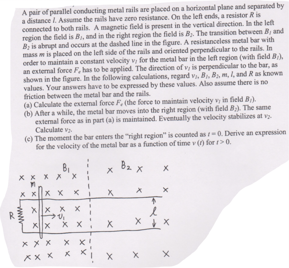 Solved A pair of parallel conducting metal rails are placed | Chegg.com
