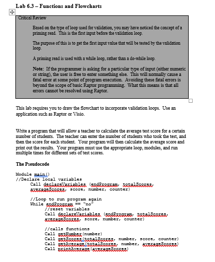 Lab 6.3- Functions and Flowcharts Based on the type | Chegg.com