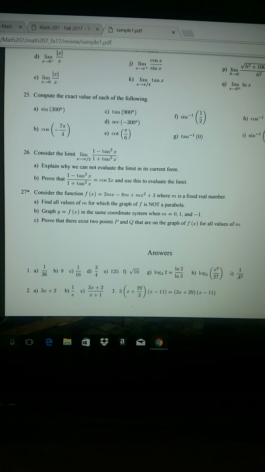 Solved Math D Math 207 . Fall 2017-T, x / D sample 1.pdf | Chegg.com