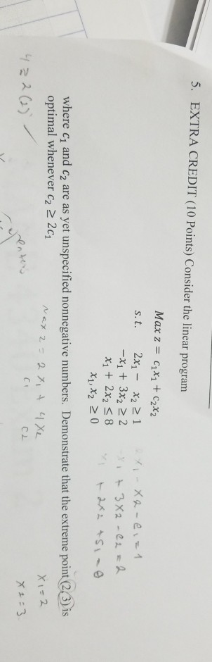 Solved 5. EXTRA CREDIT (10 Points) Consider the linear | Chegg.com