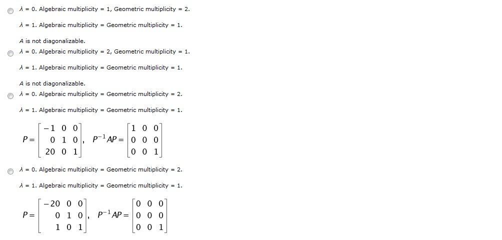 Solved Find the geometric and algebraic multiplicity of each | Chegg.com