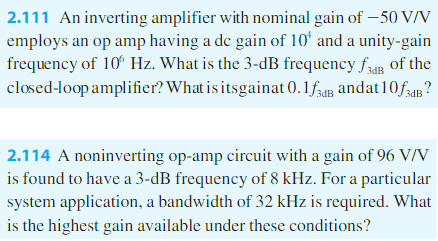 Solved An inverting amplifier with nominal gain of -50 V/V | Chegg.com