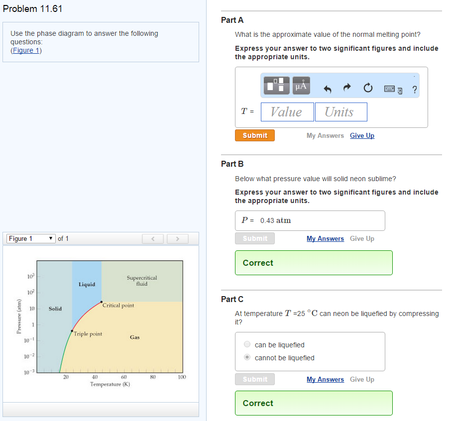 Solved Problem 11.61 Use the phase diagram to answer the | Chegg.com