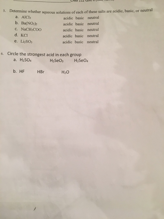 Solved Determine whether aqueous solutions of each of these | Chegg.com