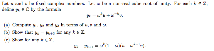 Solved Let u and v be fixed complex numbers. Let w be a | Chegg.com