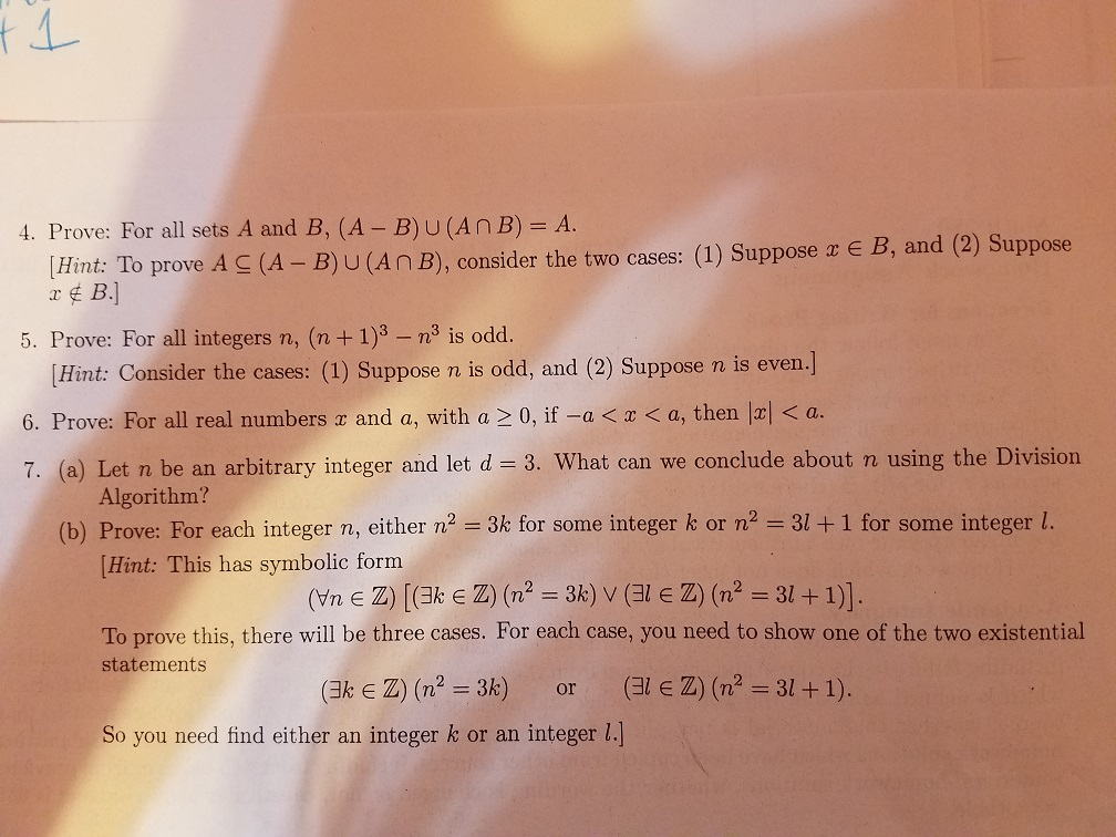 Solved For all sets A and B, (A - B) union (A intersection | Chegg.com