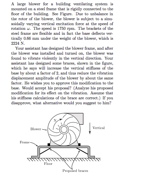 A large blower for a building ventilating system is | Chegg.com