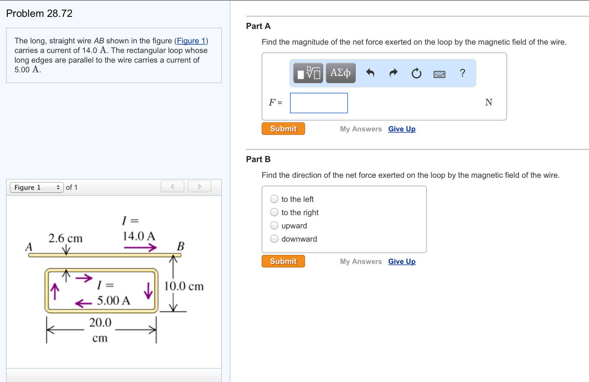 Solved Problem 28.72 The long, straight wire AS shown in the | Chegg.com